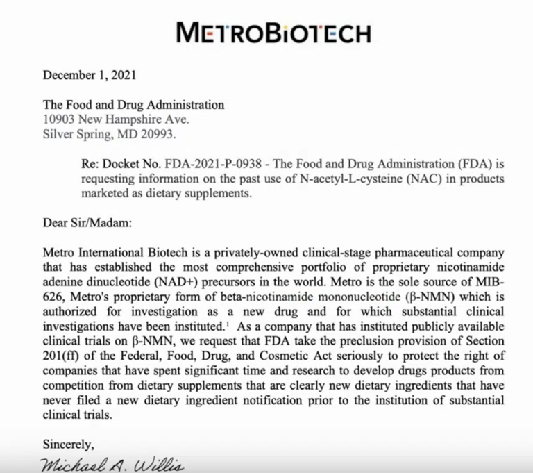 FDA Halts NMN Supplement Approval, Citing Pharmaceutical Potential